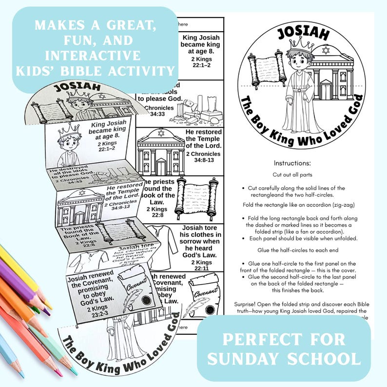 Printable King Josiah Folding Surprise Booklet, Sunday School Craft ...
