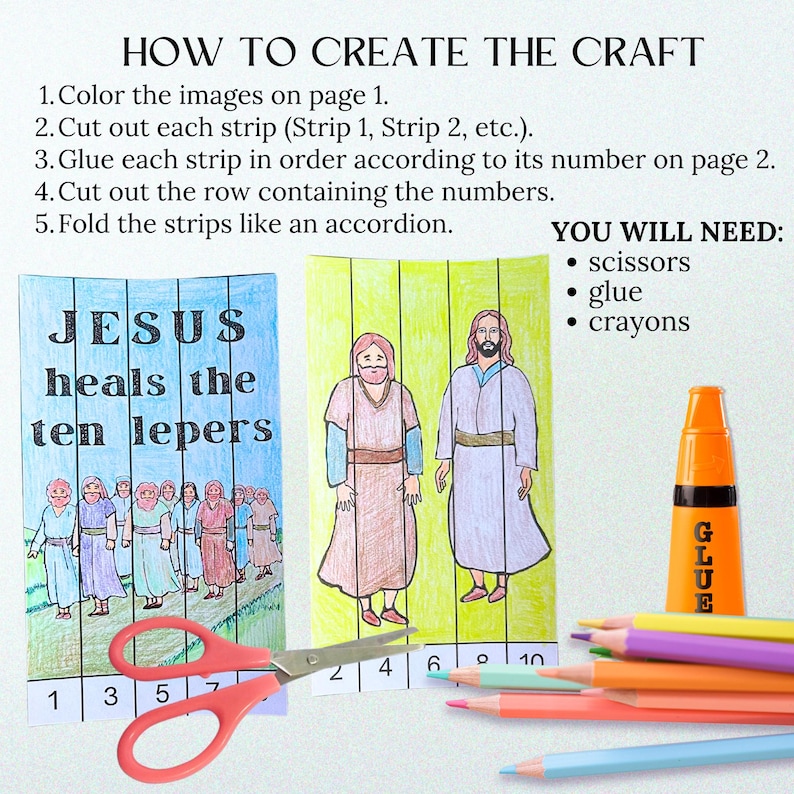 Printable Jesus Heals the Ten Lepers Agamograph – Sunday School Craft ...
