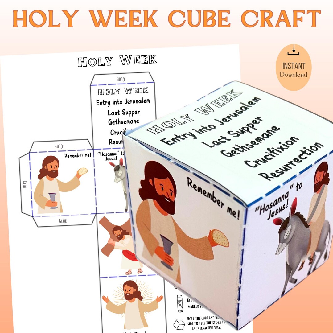 Easter Printable Cube Craft Sunday School Activity, 3D Bible Easter ...