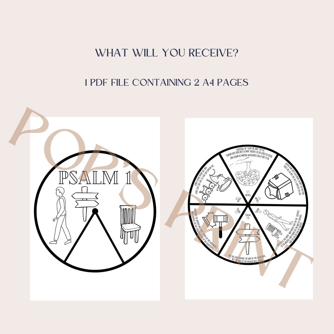 Printable Psalm 1 Coloring Spinner Wheel, Psalm 1 Craft, Sunday School ...