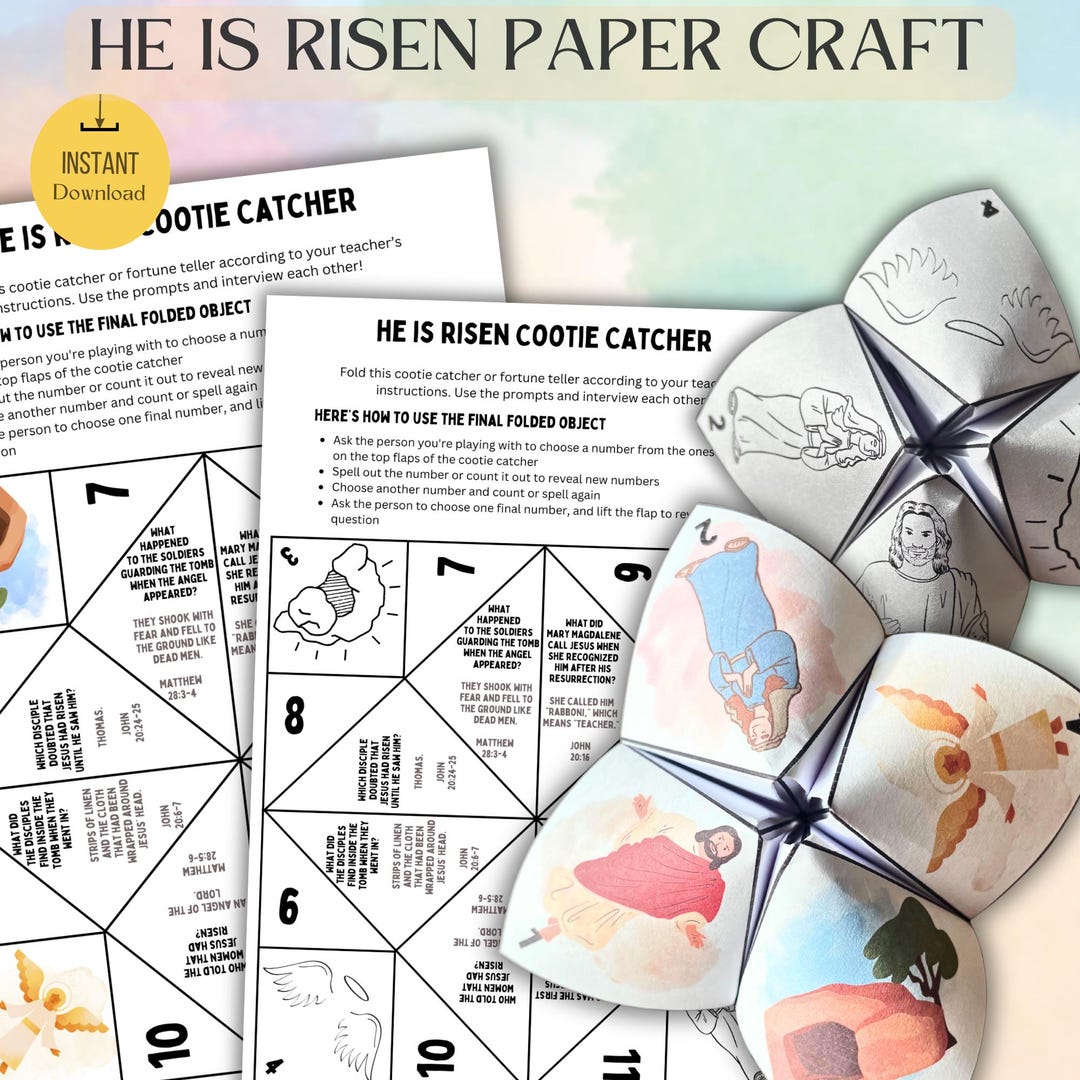 He is Risen Cootie Catcher for Kids| Printable Sunday School Bible ...