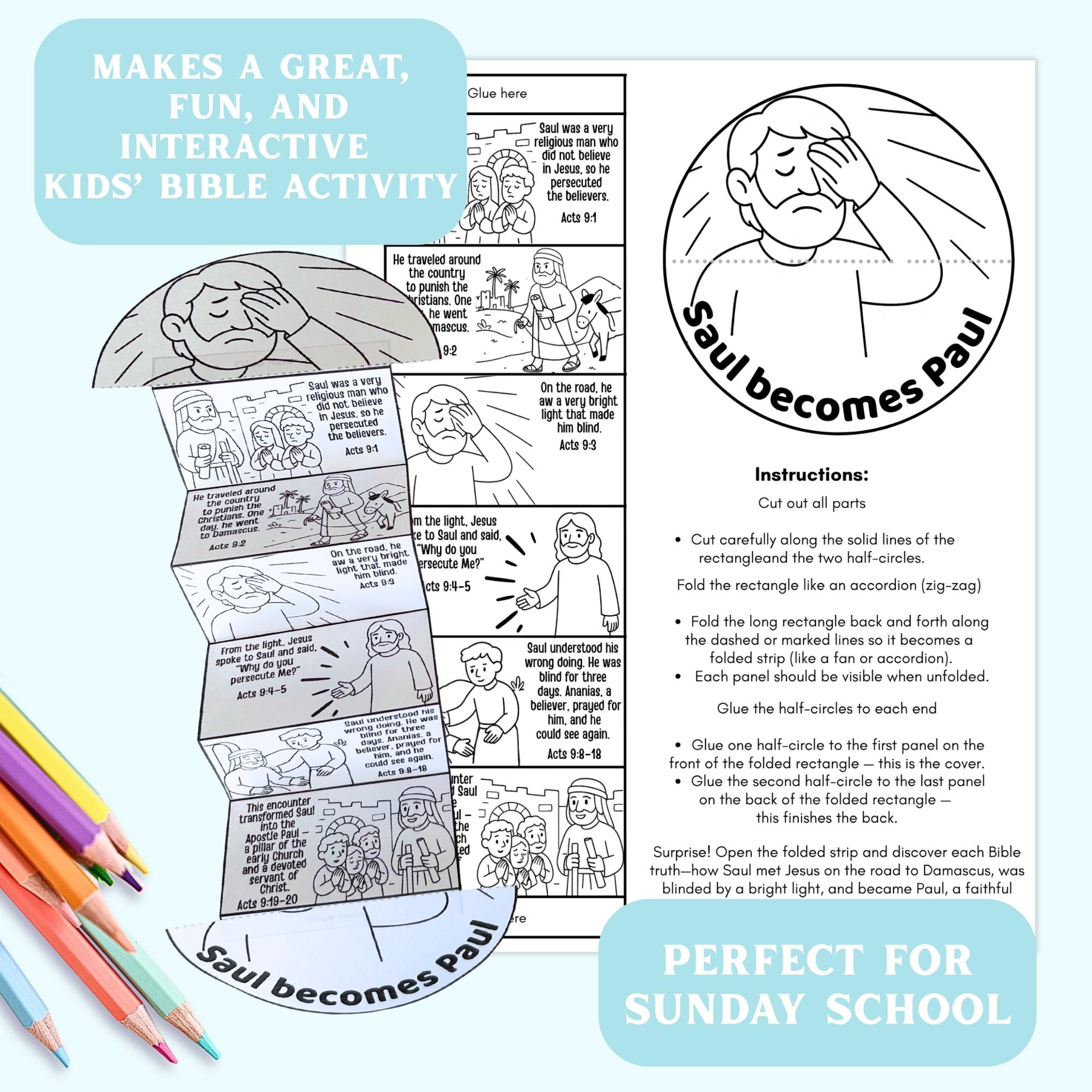 Saul Becomes Paul Craft – Bible Story Folding Booklet (PDF) - Etsy