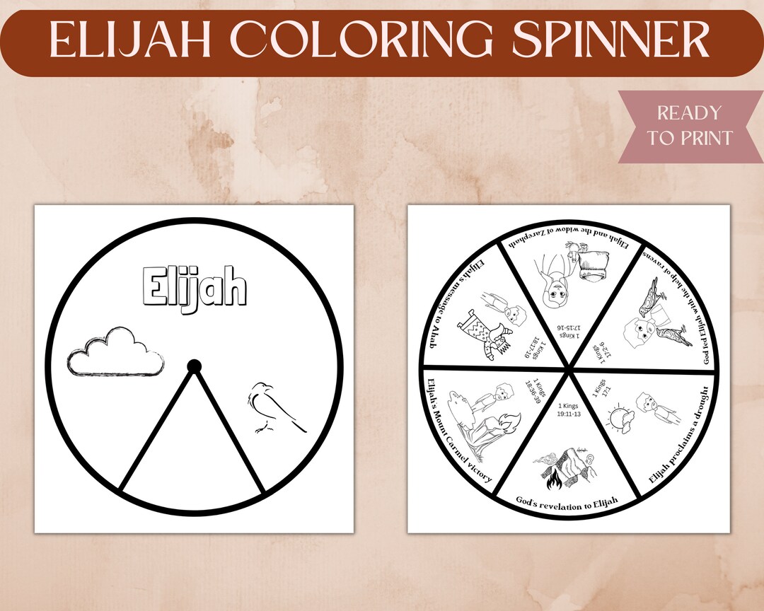 Elijah Coloring Spinner Wheel Elijah Craft Sunday School - Etsy