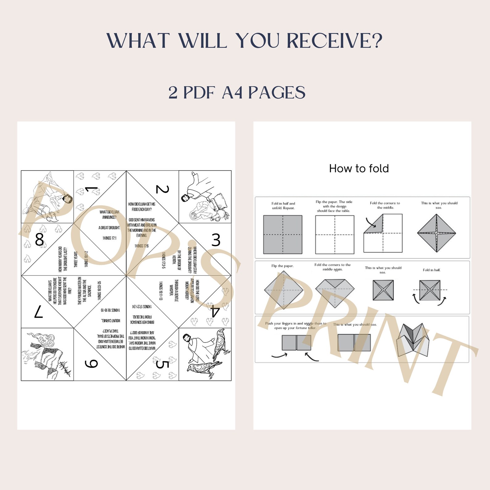 Elijah Coloring Cootie Catcher| Sunday School Craft| Cootie Catcher ...