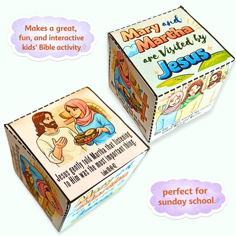 Mary and Martha Cube Craft, Sunday School Activity (digital Download ...