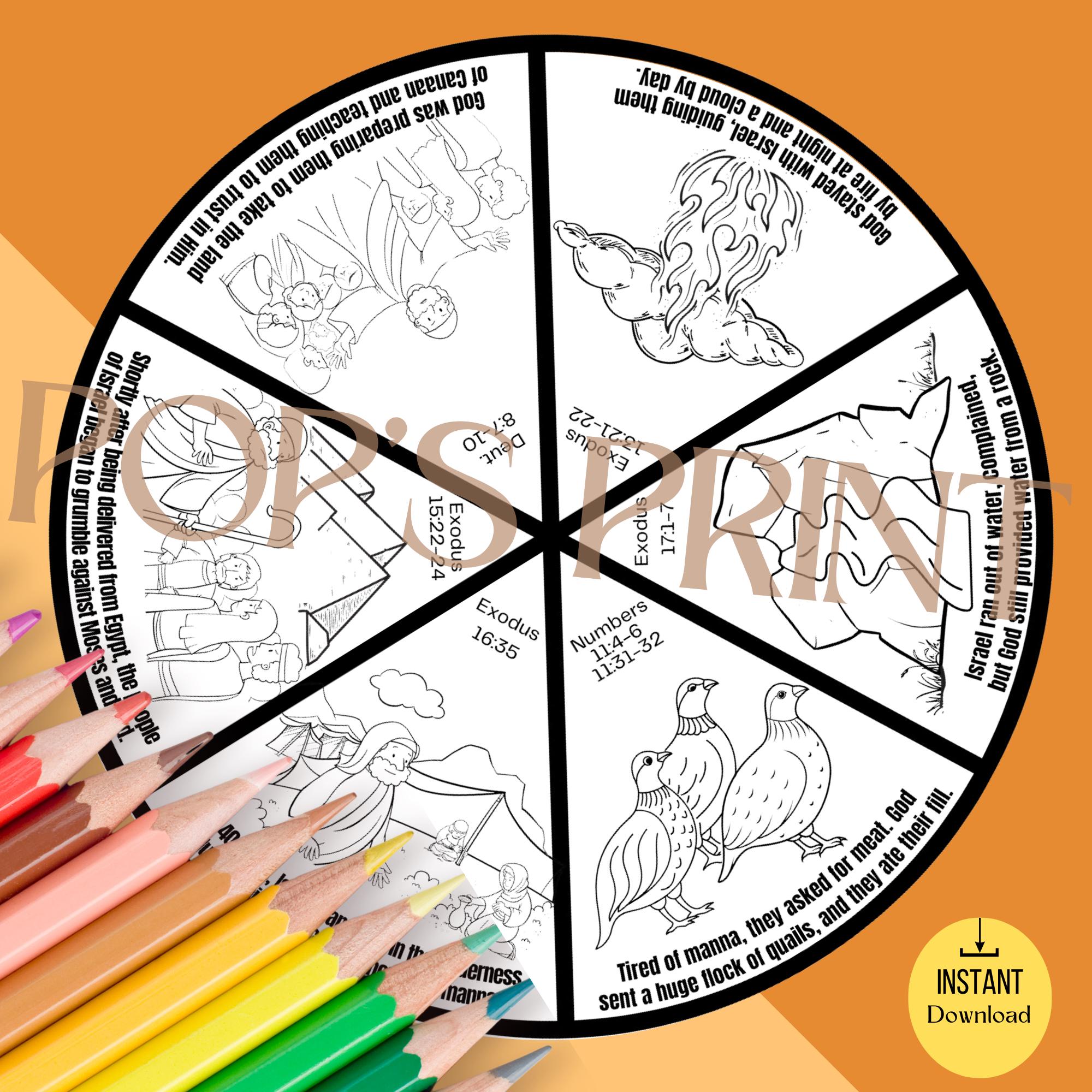 Sunday School Craft Wandering in the Wilderness Coloring Spinner Wheel ...