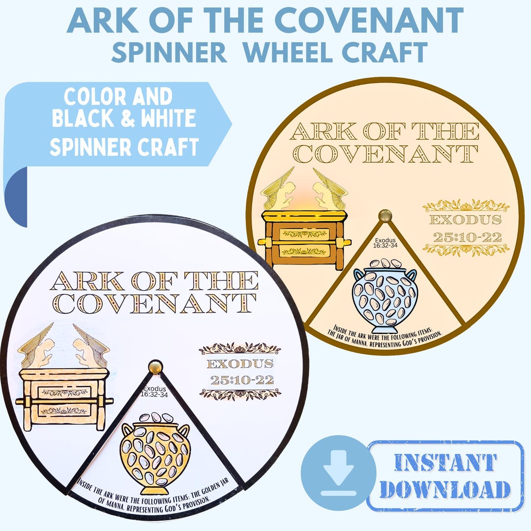 Sunday School Craft - Printable Ark of the Covenant Coloring Spinner ...