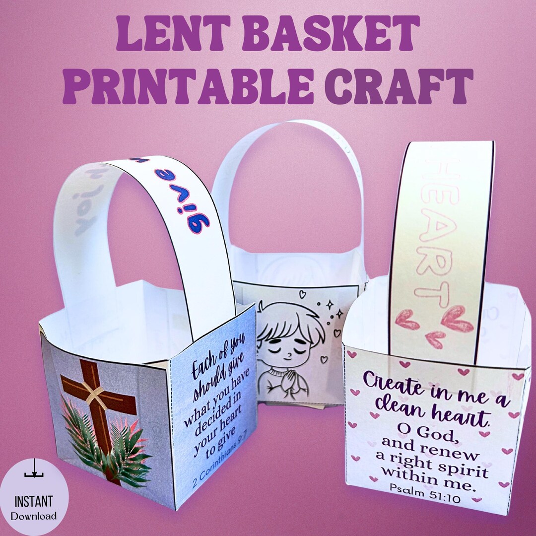 Lent Bible Verse Basket Printable Sunday School Easter Craft, Kids ...