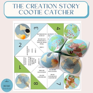 The Creation Printable Cootie Catcher, Sunday School Craft, Kids Bible ...