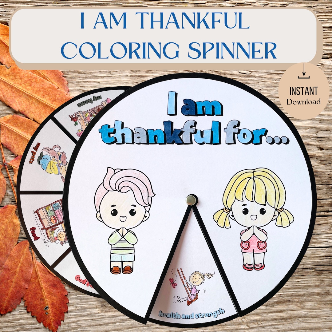 Thankful Activity for Kids Spinner Wheel Printable Thanksgiving ...
