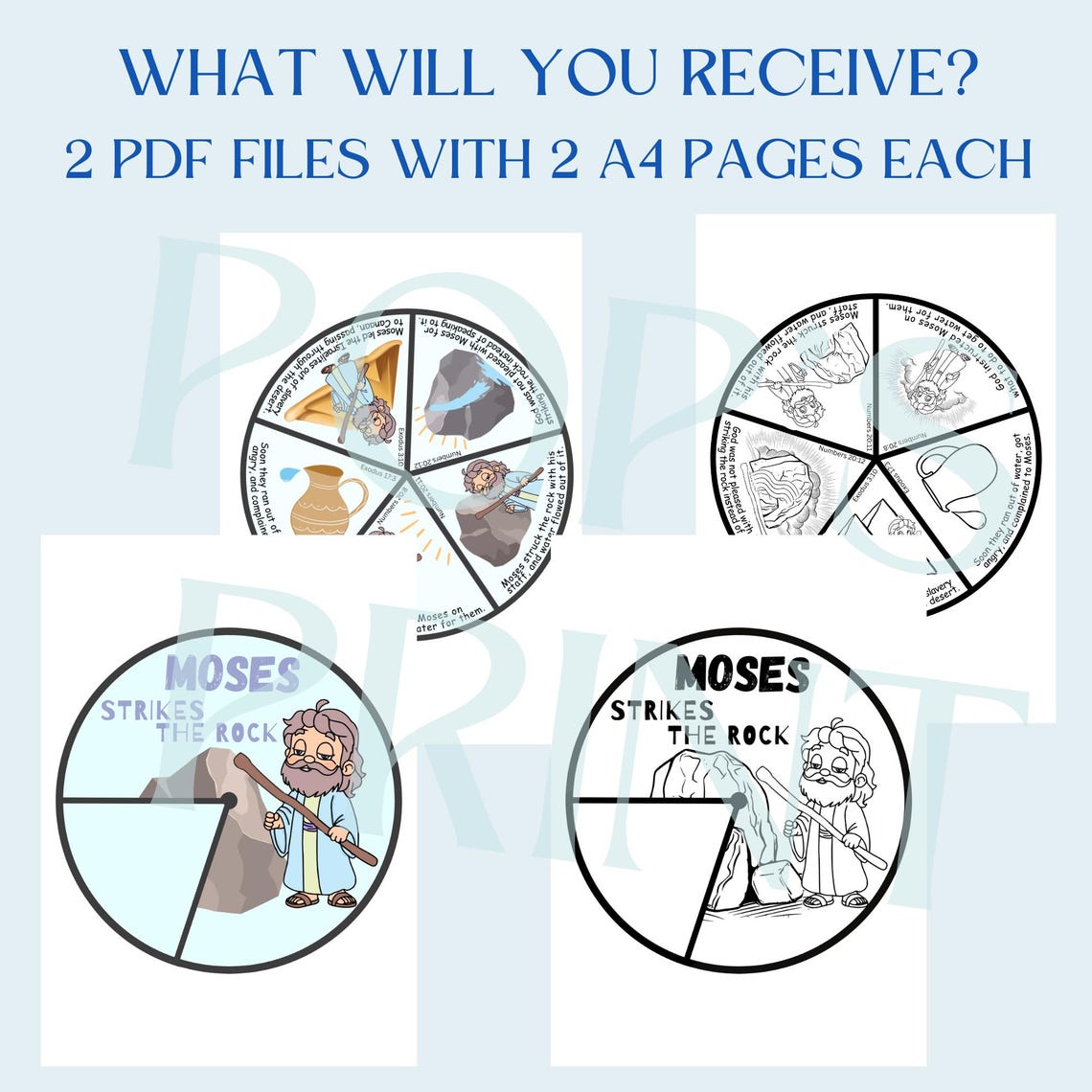 Printable Moses Strikes the Rock Spinner Wheel, Sunday School Craft ...