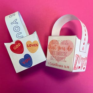 Valentine's Day Bible Verse Basket Printable Craft, Sunday School ...