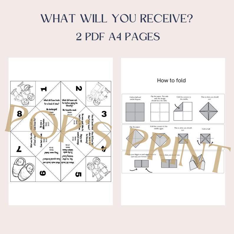 Printable Jacob and Esau Cootie Catcher, Sunday School Crafts, Bible ...