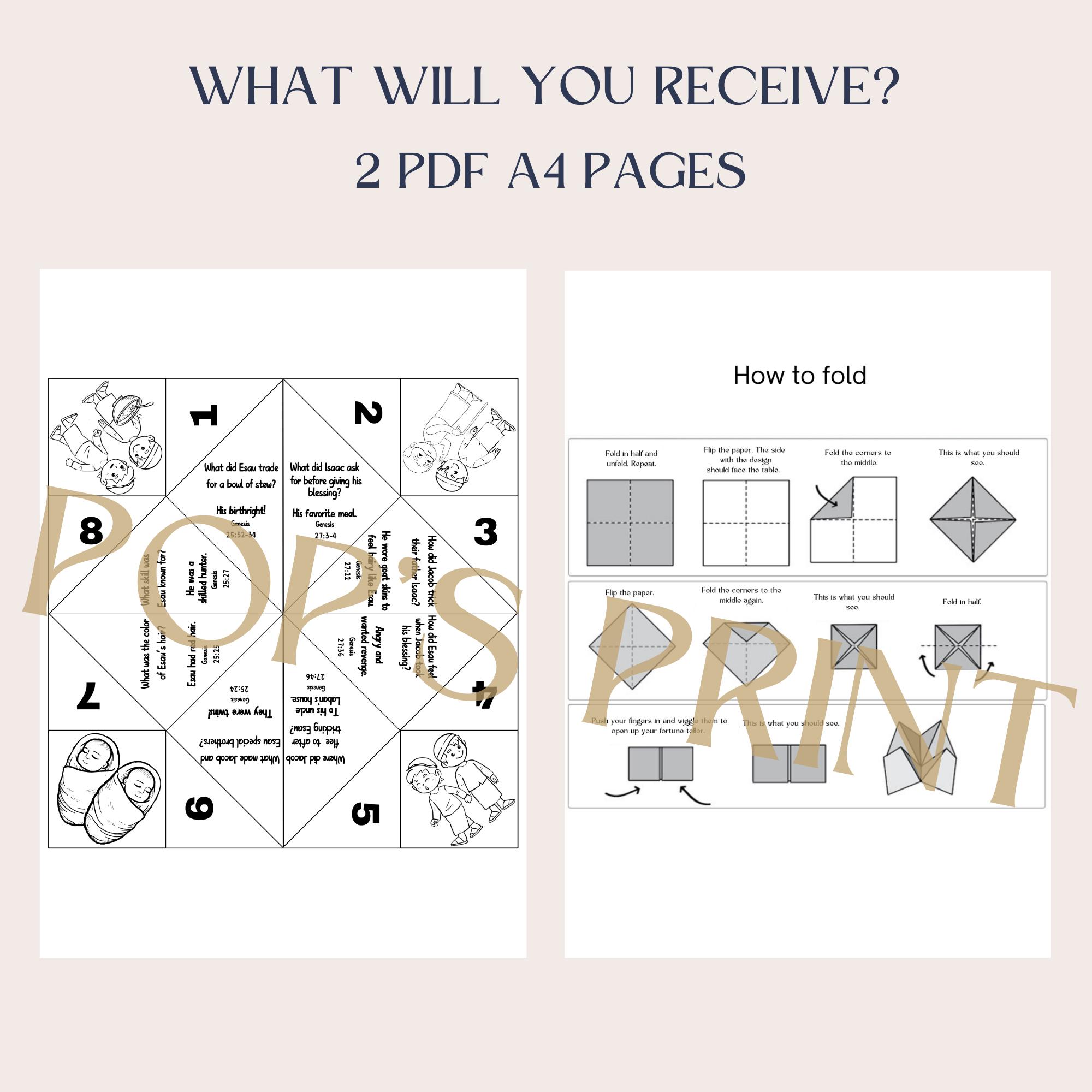Printable Jacob and Esau Cootie Catcher, Sunday School Crafts, Bible ...