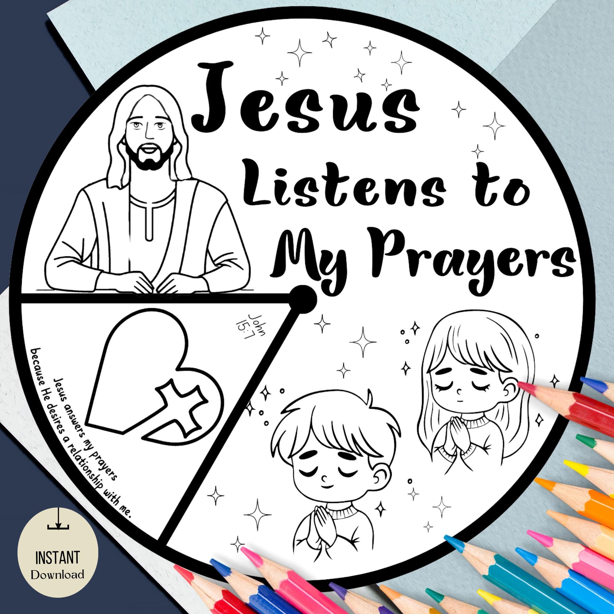 Printable Jesus Listens to Prayers Bible Verses Spinner Wheel | Prayer ...