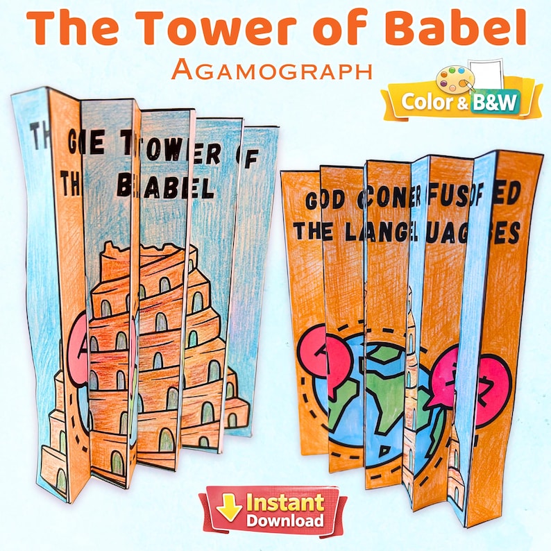 Tower of Babel Agamograph Craft – Sunday School Bible Activity (digital ...