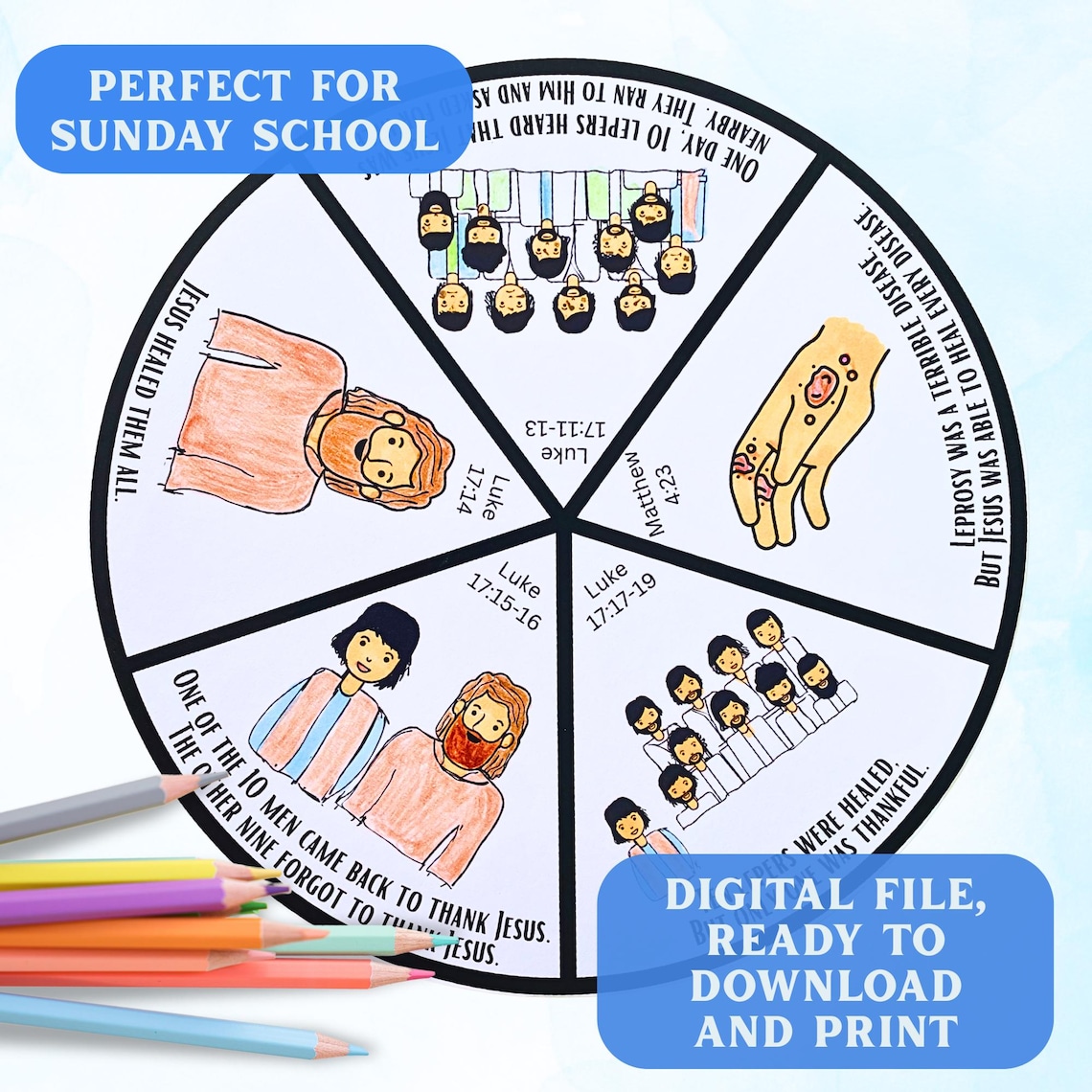Jesus Heals Ten Lepers Craft, Printable Gratitude Bible Lesson, Jesus ...