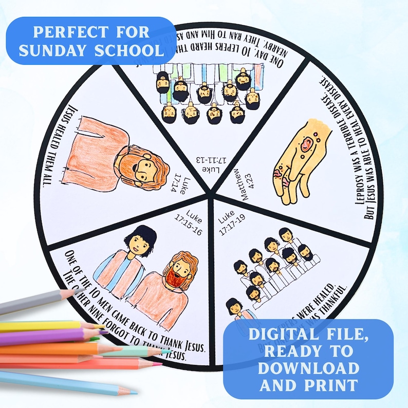 Jesus Heals Ten Lepers Craft, Printable Gratitude Bible Lesson, Jesus ...