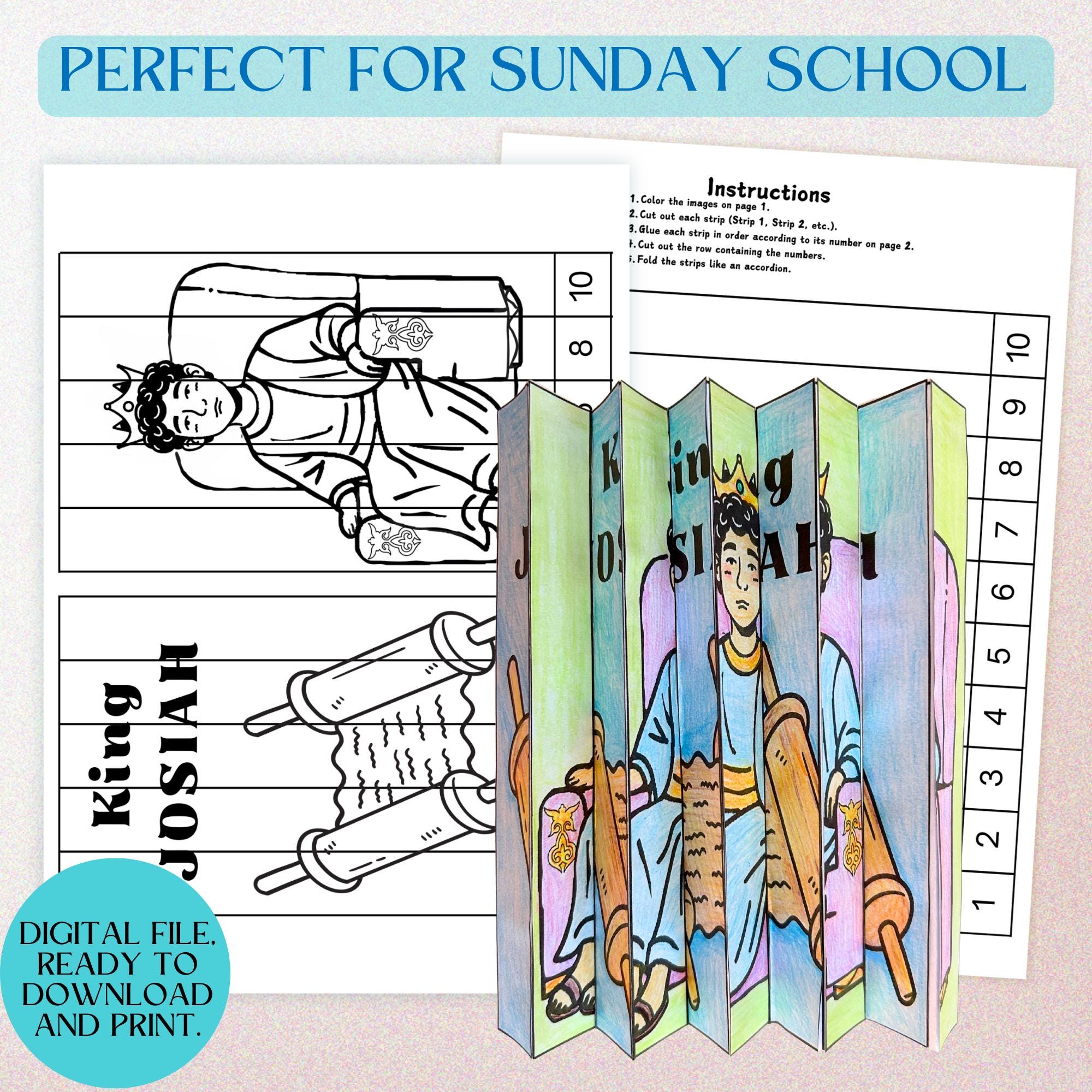 Printable King Josiah Agamograph Sunday School Craft, Bible Story ...