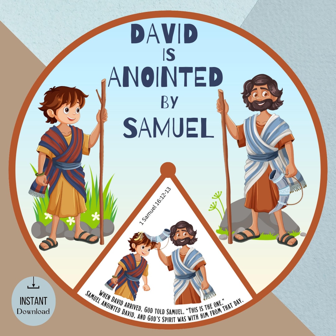 Printable Bible Craft- David Anointed by Samuel Spinner Wheel, Sunday ...