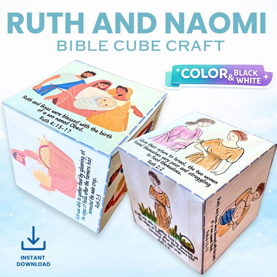 Ruth and Naomi Cube Craft, Sunday School Bible Activity (digital ...