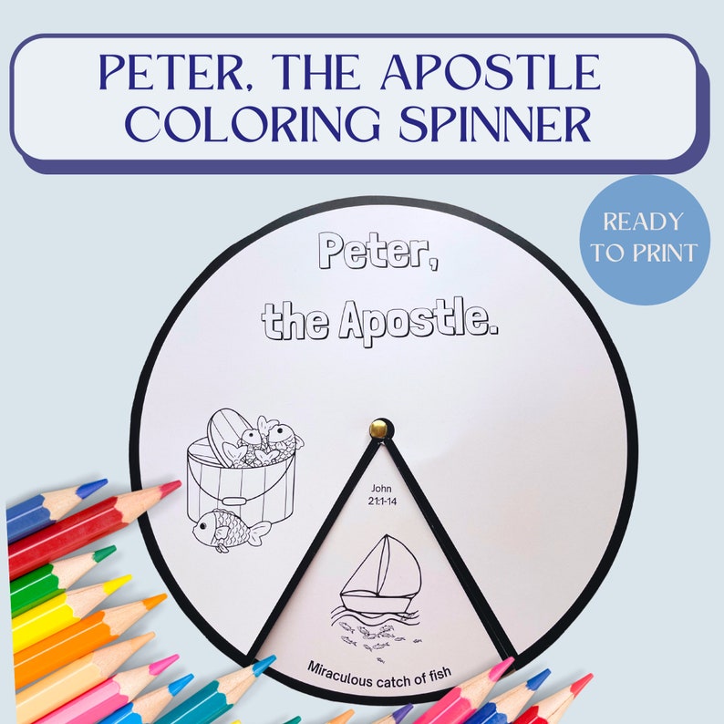 Peter the Apostle Coloring Spinner Wheel Peter the Apostle - Etsy
