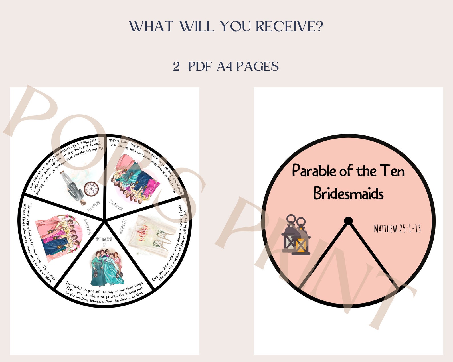 Printable Parable of the Ten Bridesmaids Spinner Wheel, Sunday School ...