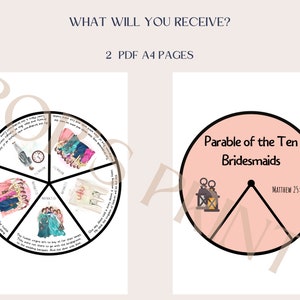 Printable Parable of the Ten Bridesmaids Spinner Wheel, Sunday School ...