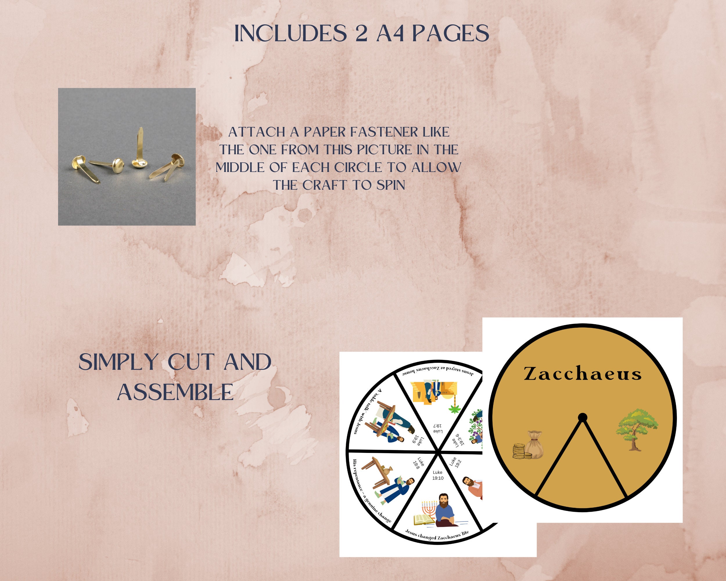 Zacchaeus Spinner Wheel Zacchaeus Craft Sunday School Craft - Etsy Canada