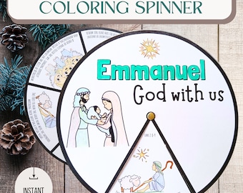 Birth of Jesus Coloring Wheel, Printable Nativity Christmas Activity ...