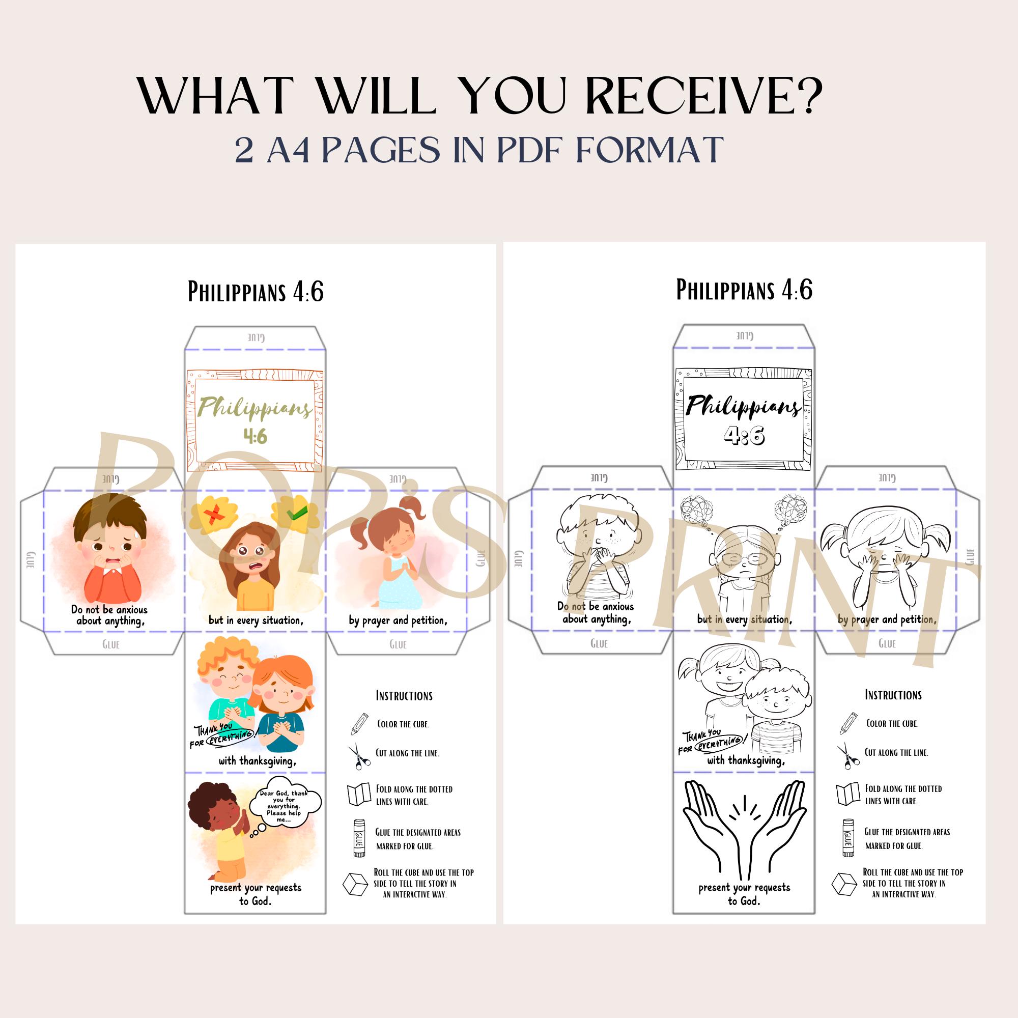 Philippians 4:6 Cube Craft, Philippians Printable Bible Activity ...