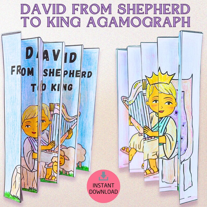Printable David - From Shepherd to King Agamograph, Sunday School Craft ...