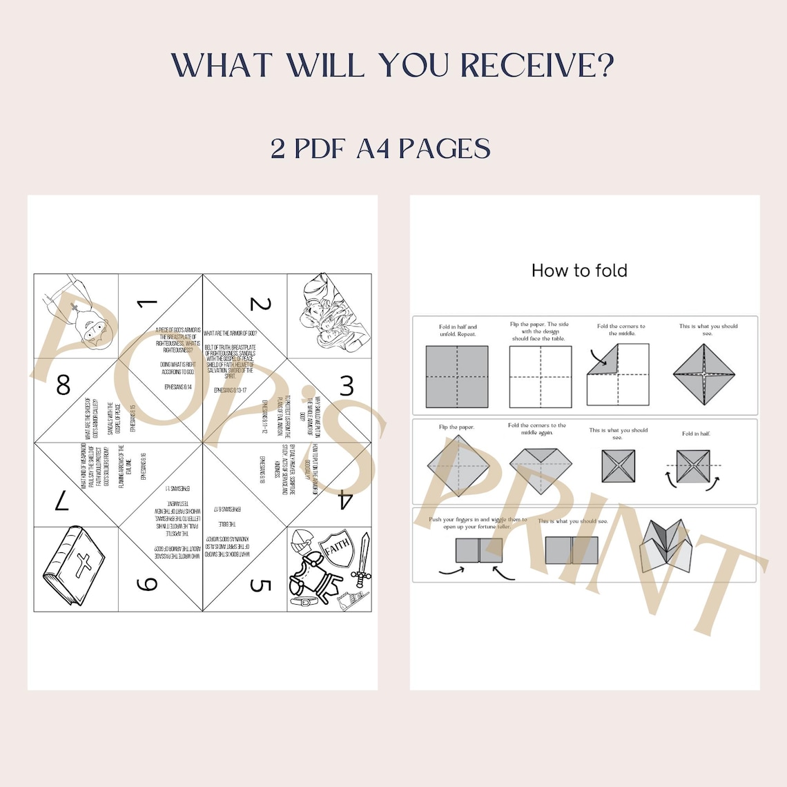 Sunday School Craft the Armor of God Coloring Cootie Catcher Printable ...
