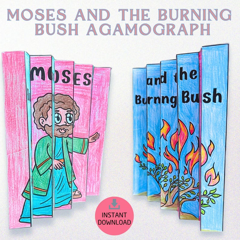 Printable Moses and the Burning Bush Agamograph – Sunday School Craft ...