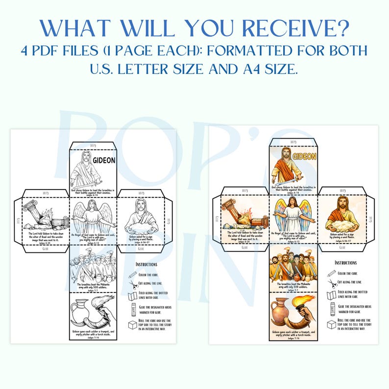Printable Gideon’s Victory Cube Craft, Sunday School Bible Story ...