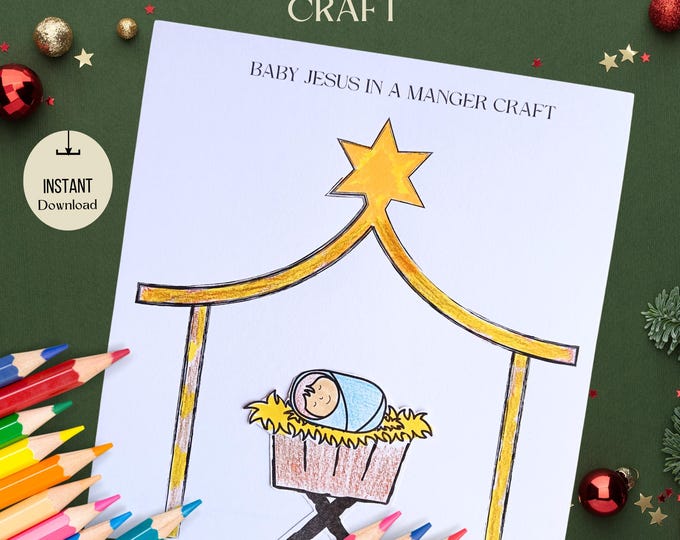 Christmas Nativity Craft for Kids, Sunday School Craft, Baby Jesus Born ...