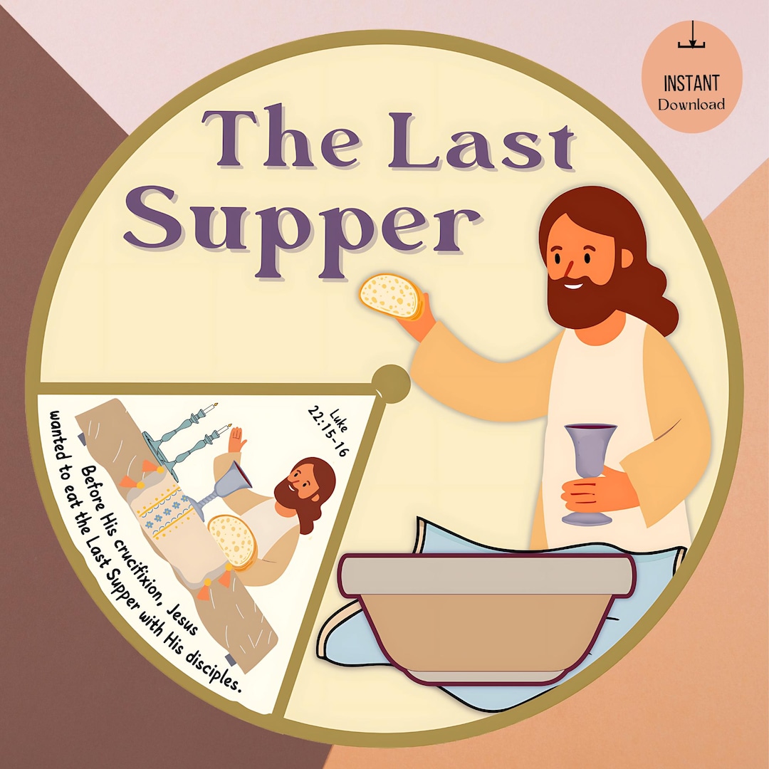 Printable Last Supper Sunday School Craft & Spinner Wheel, Kids ...