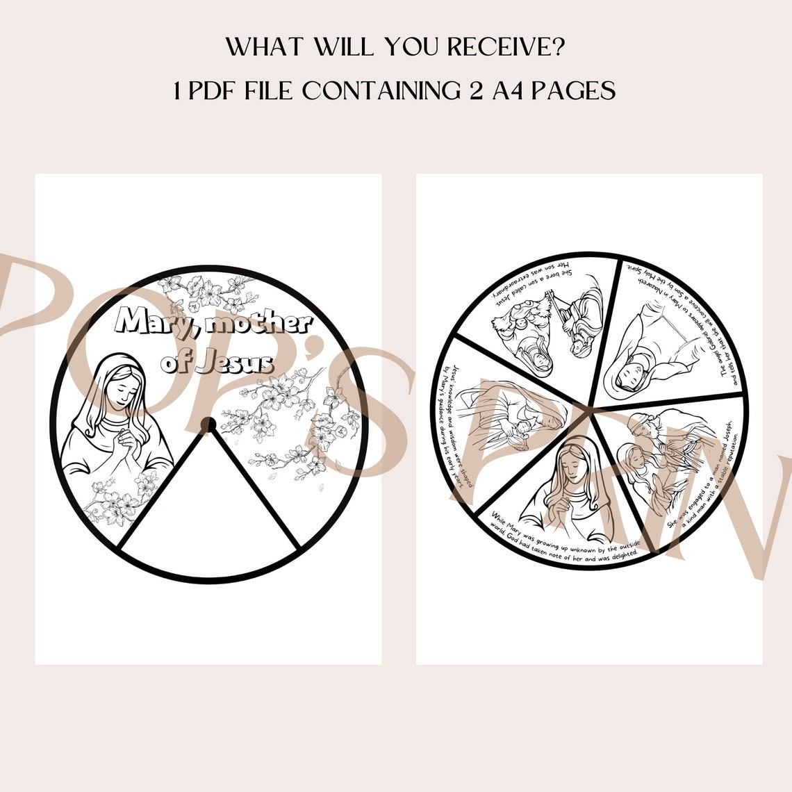 Sunday School Printable Craft: Mary, Mother of Jesus Coloring Spinner ...