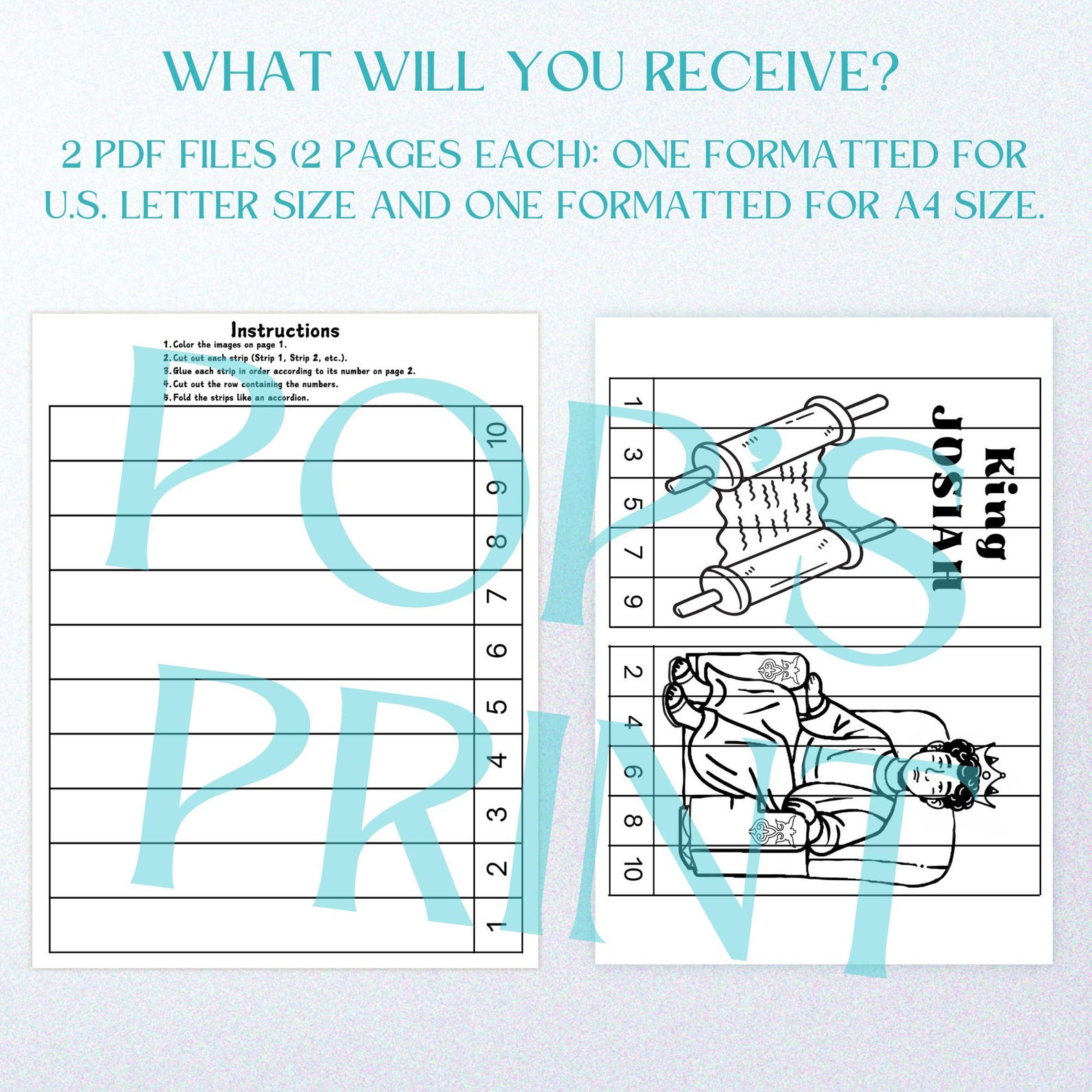 Printable King Josiah Agamograph Sunday School Craft, Bible Story ...