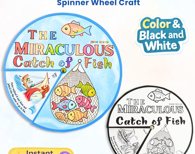 Miraculous Catch of Fish Spinner Wheel, Sunday School Craft (digital ...