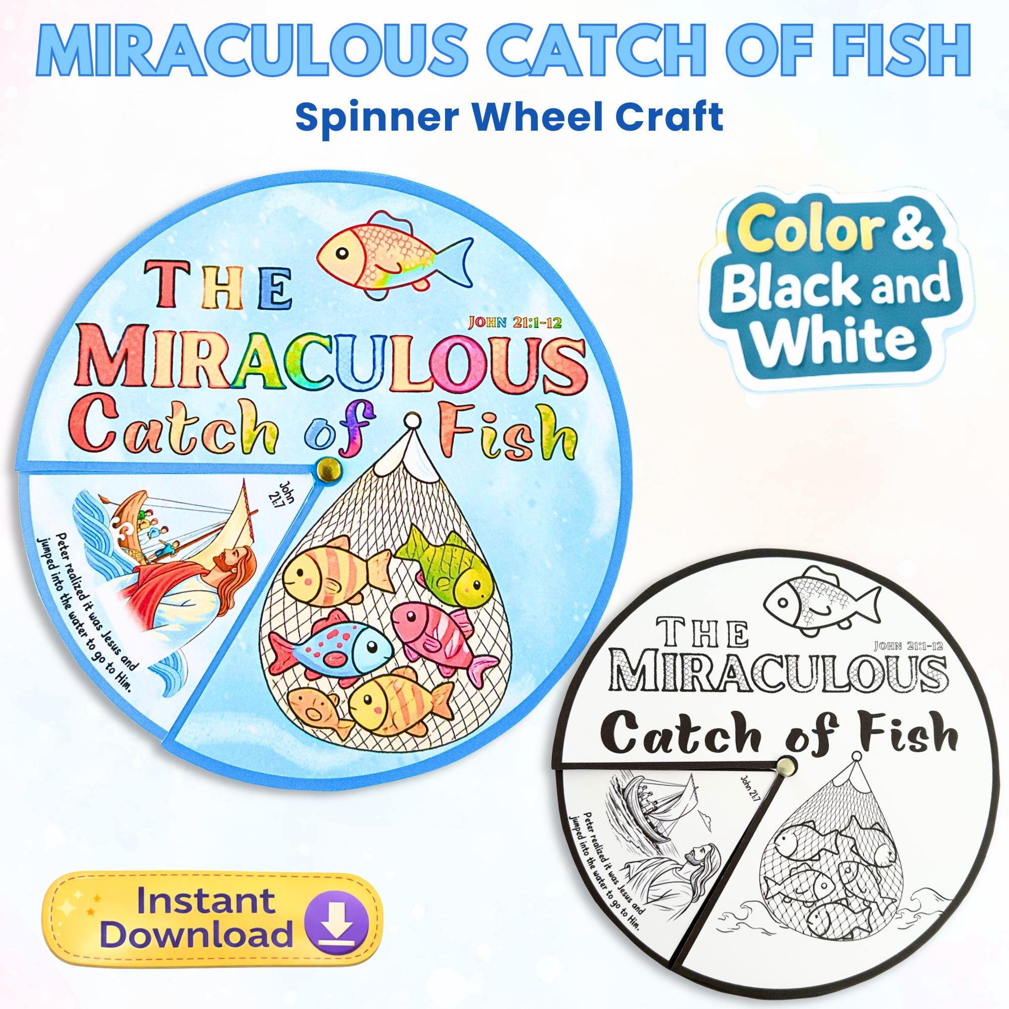 Miraculous Catch of Fish Spinner Wheel, Sunday School Craft (digital ...