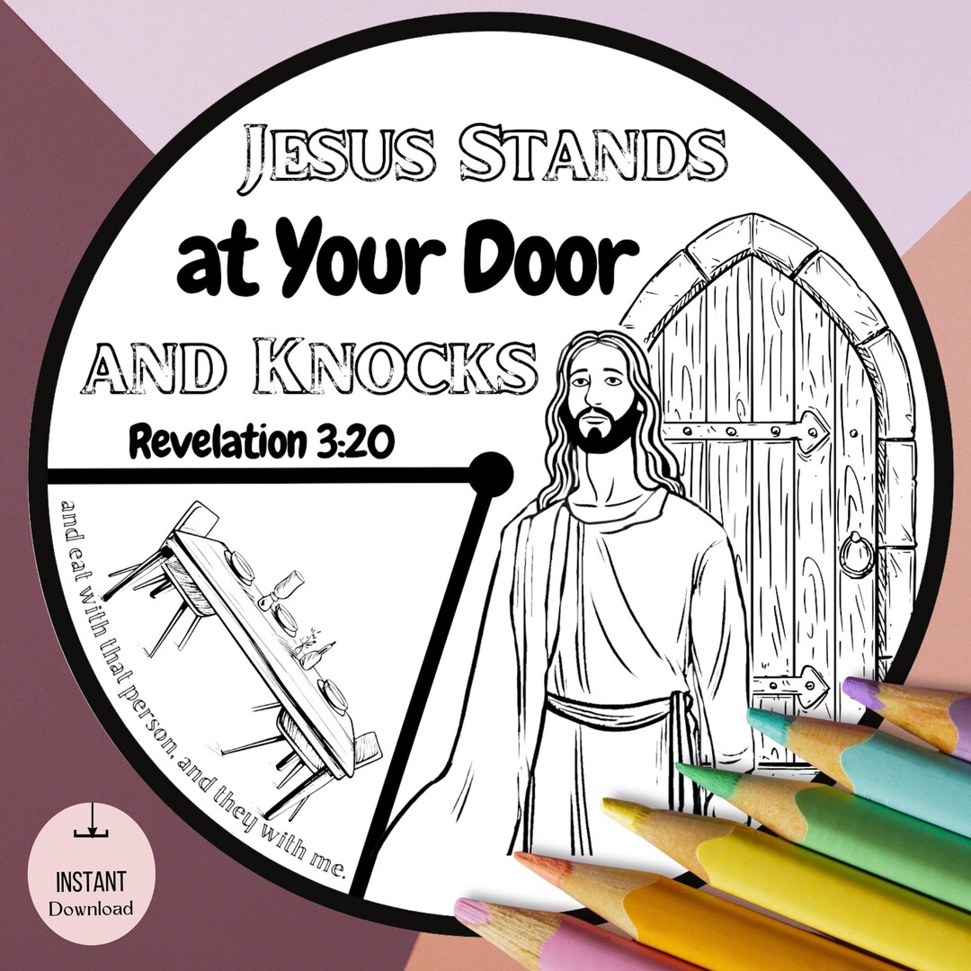 Printable 'jesus Stands at the Door' Spinner Wheel | Bible Verse ...