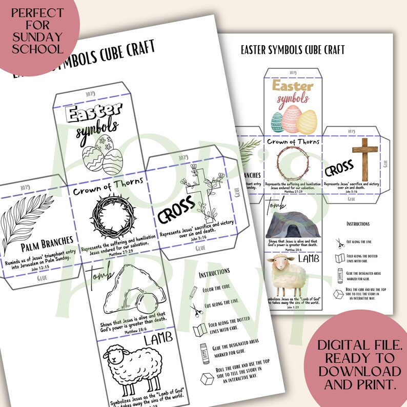 Easter Symbols Cube Craft| Easter Sunday School Craft| Holy Week Bible ...