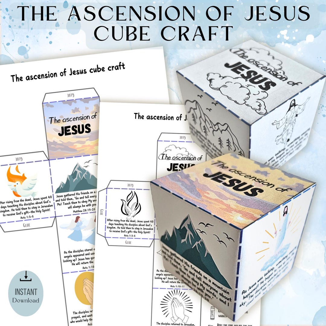 The Ascension of Jesus Cube Craft for Kids | Printable Sunday School ...