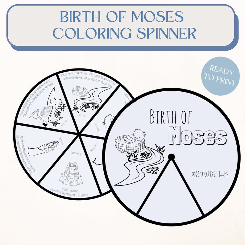 Birth of Moses Coloring Spinner Wheel| Sunday School Craft| Kids ...