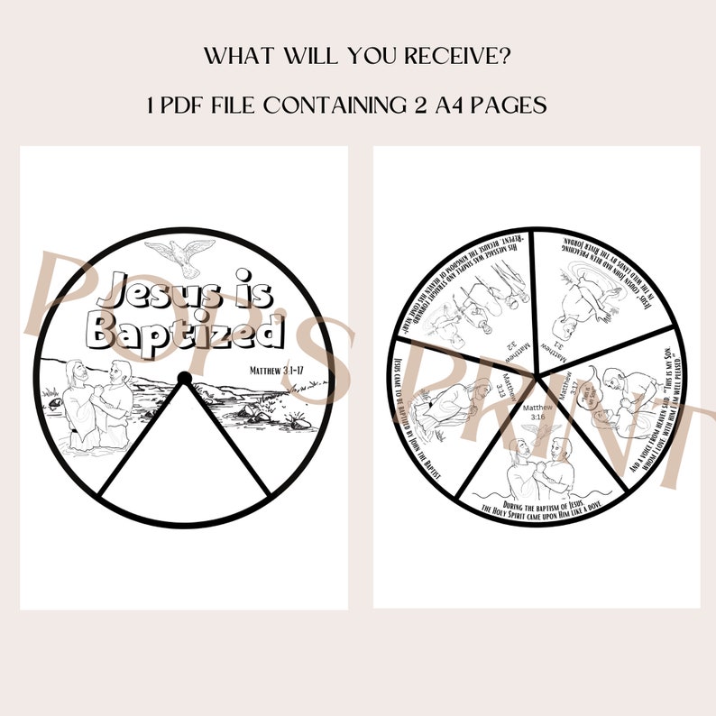 Jesus is Baptized Coloring Spinner Wheel Sunday School Craft Kids ...