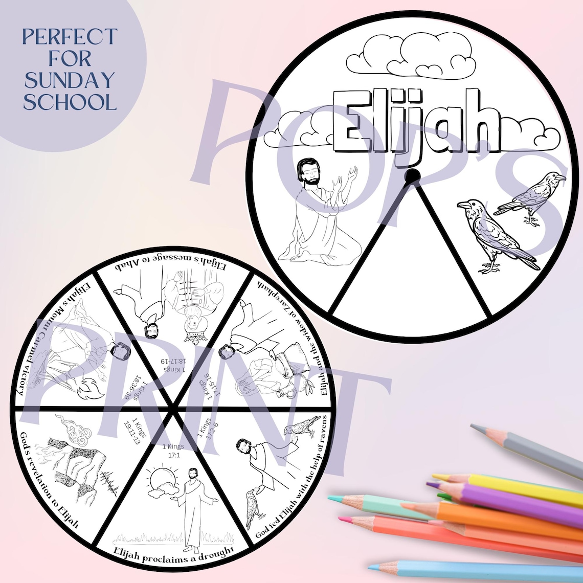 Printable Sunday School Crafts Prophet Elijah Coloring Activity Bundle ...