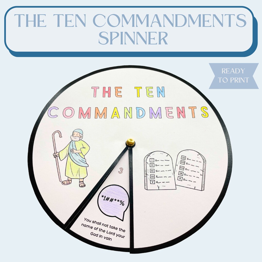 The Ten Commandments Coloring Spinner Wheel the Ten Commandments Craft ...