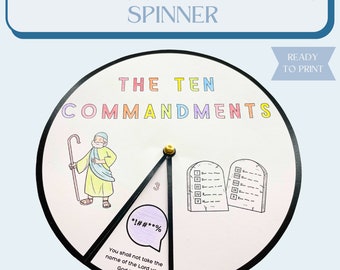 The Ten Commandments Exodus Moses Old Testament Coloring Spinner Wheel ...