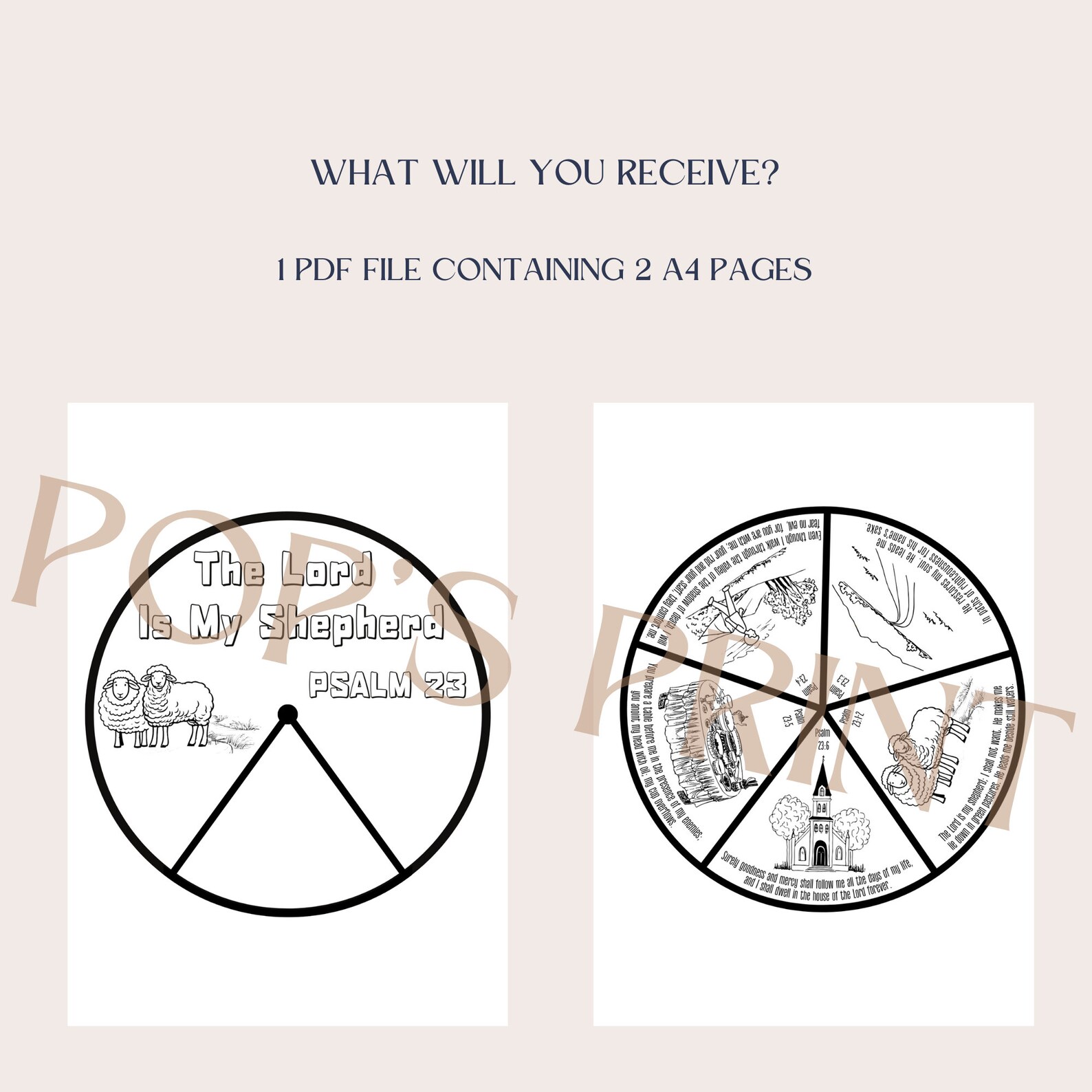 Psalm 23 Coloring Spinner Wheel | Psalm 23 Craft | Sunday School Craft ...